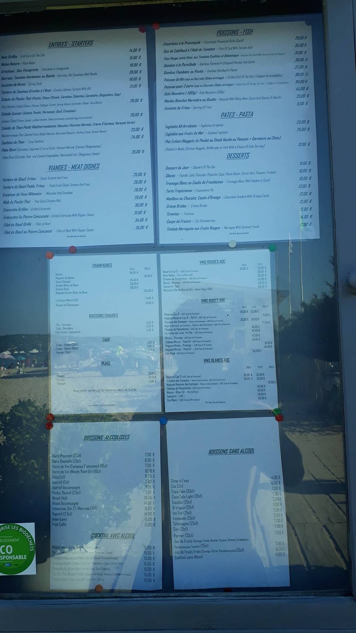 Menu at Le Club 55, Ramatuelle
