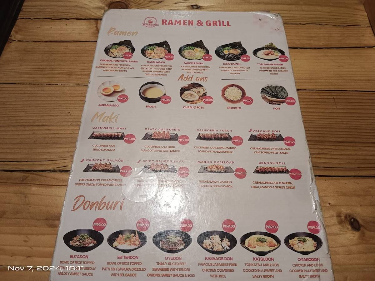 Menu at Ramen & Grill Station restaurant, Concepcion, Ramen & Grill Station