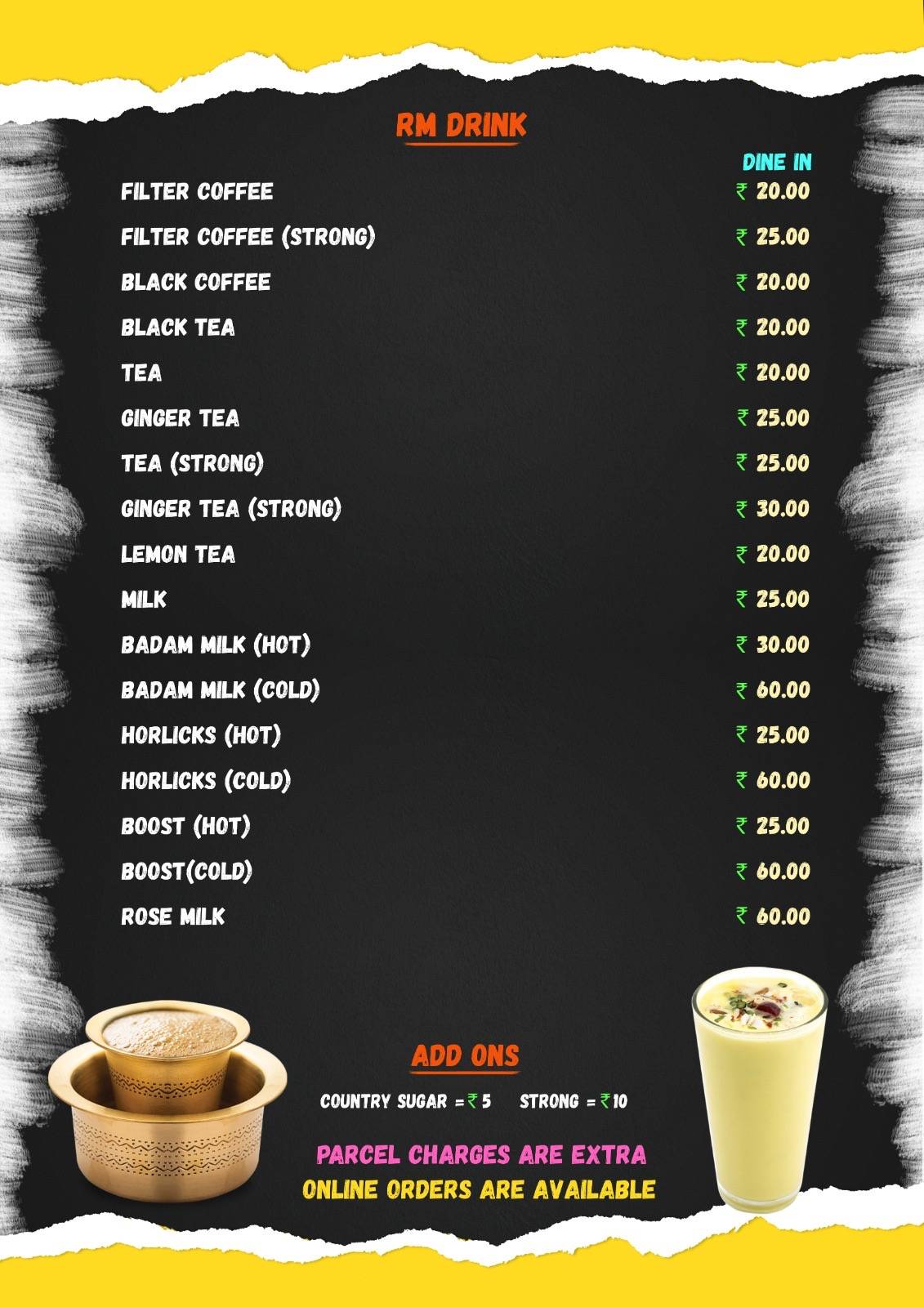 Menu at RM RESTRO CAFE, Rameswaram