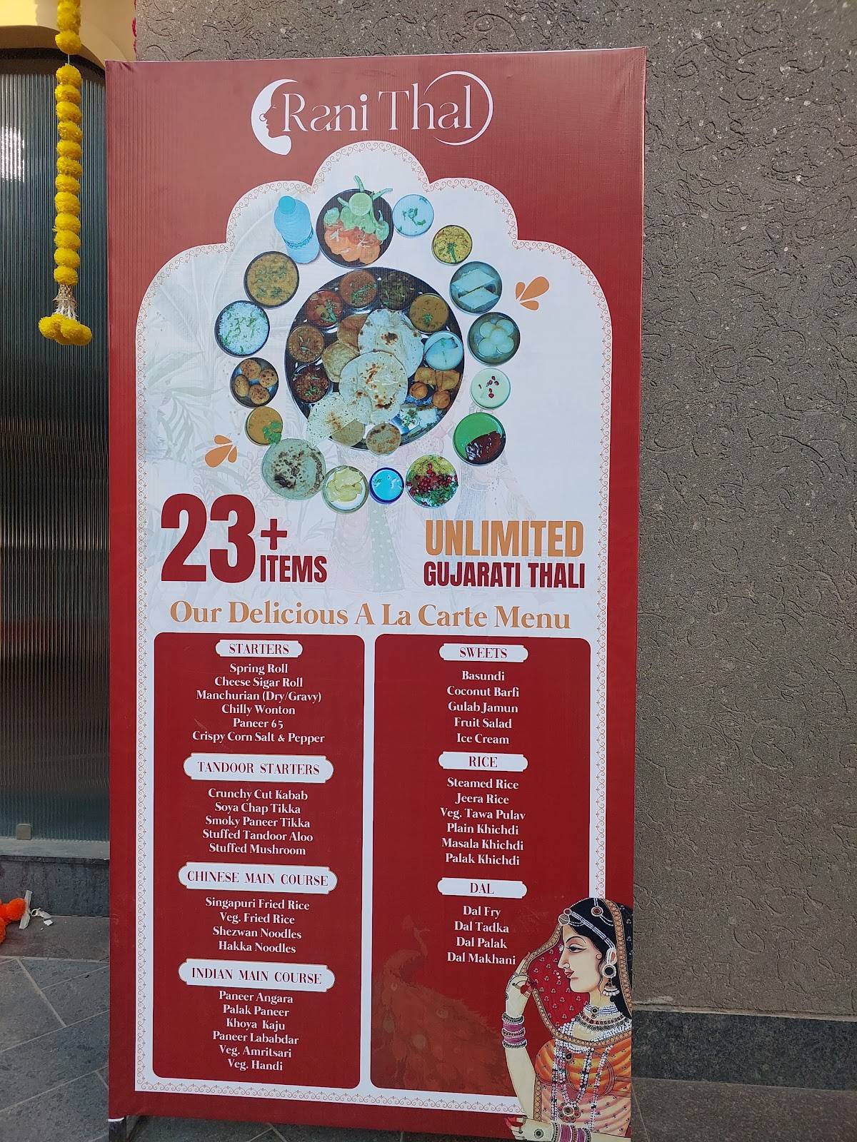 Menu at Rani Thal, Ahmedabad