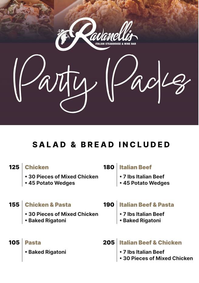 Menu at Ravanelli's Italian Steakhouse & Wine Bar, Collinsville, 26 ...