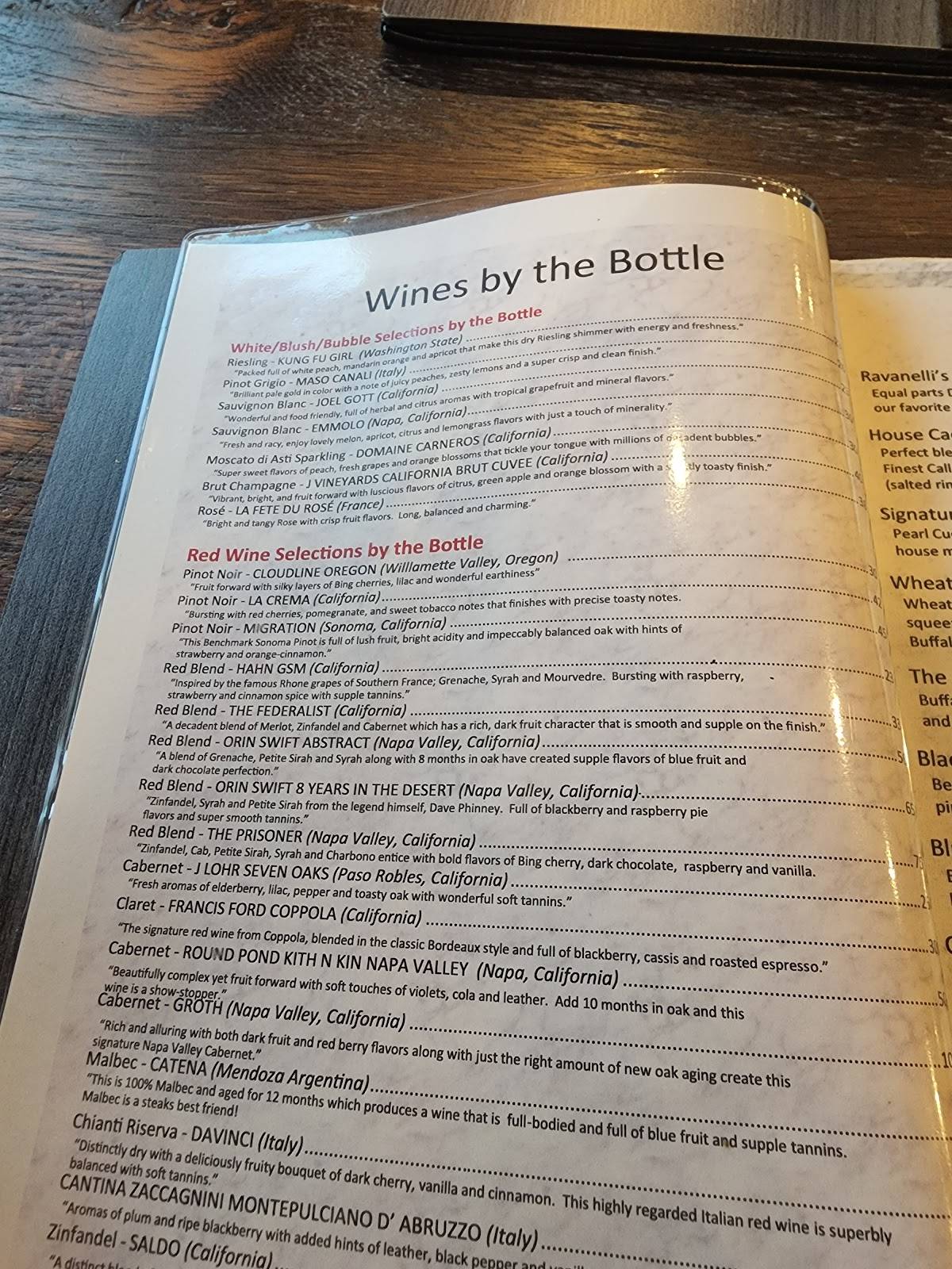 Menu at Ravanelli's Italian Steakhouse & Wine Bar, Collinsville, 26 ...