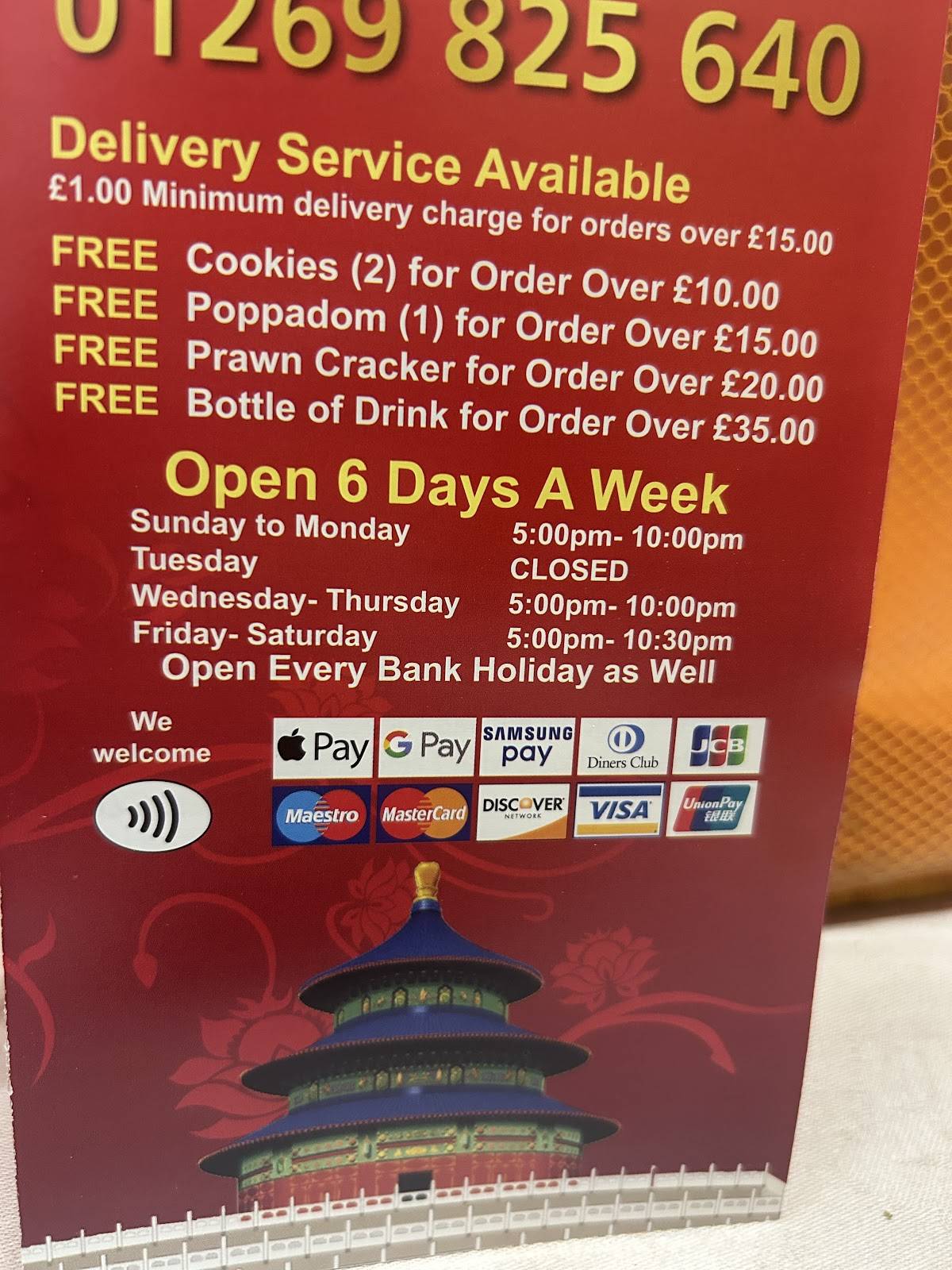 Menu at Raven Chinese Takeaway fast food, Ammanford
