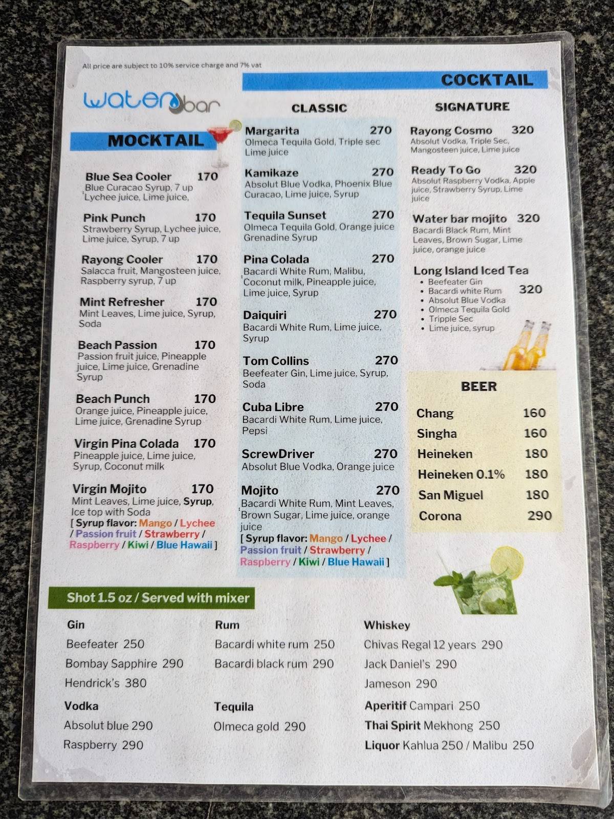 Menu at Rayong Marriott Resort and Spa Pool Bar, Chak Don