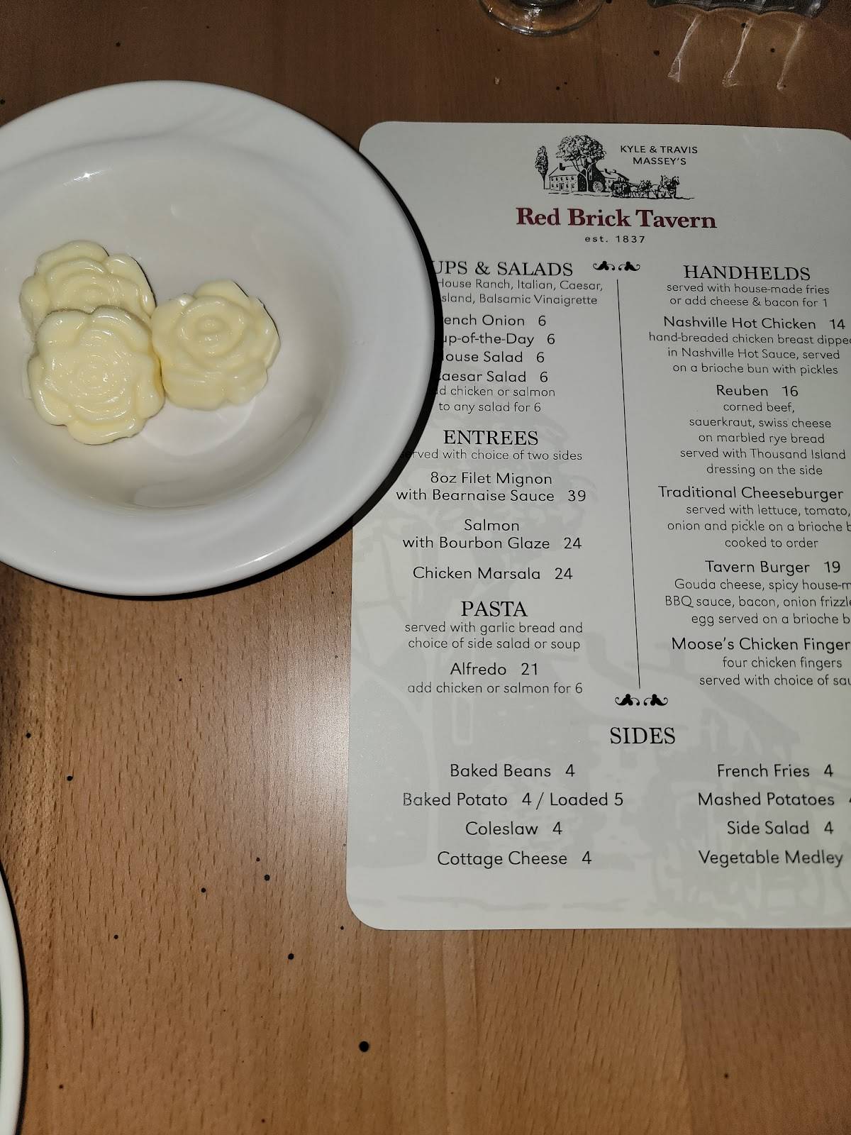Menu at Red Brick Tavern restaurant, London, Cumberland St
