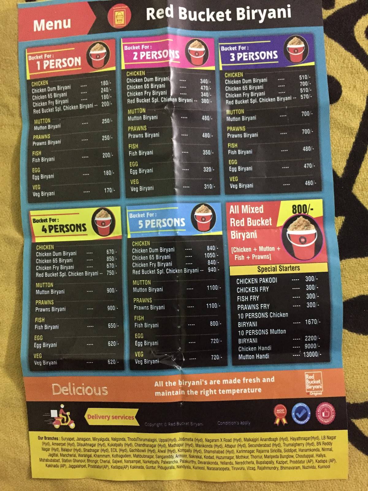 Menu at Red Bucket Biryani LB Nagar, Hyderabad, Plot no 56/A