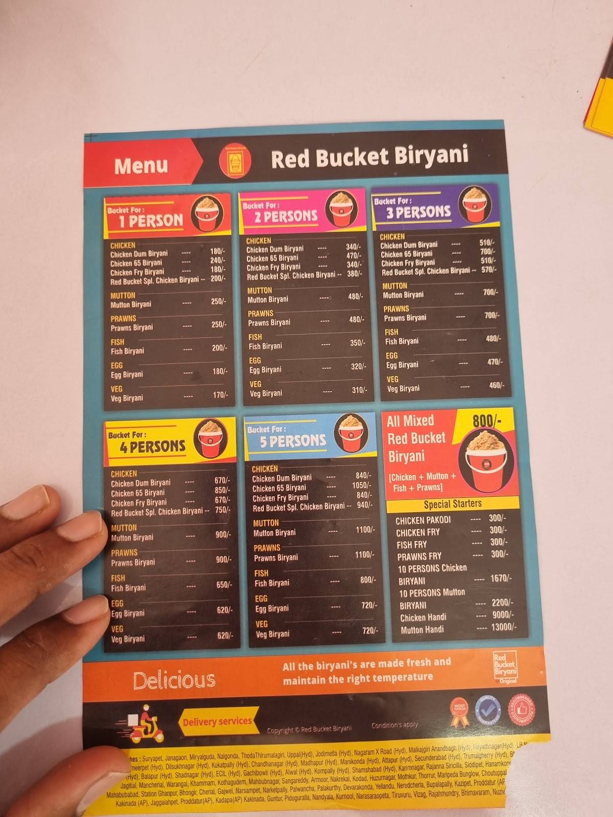 Menu at Red Bucket Biryani, Sangareddy, Sangareddy Bypass Rd