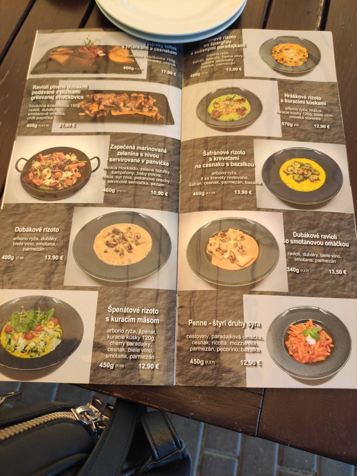 Menu at Red Cafe 1, Bratislava