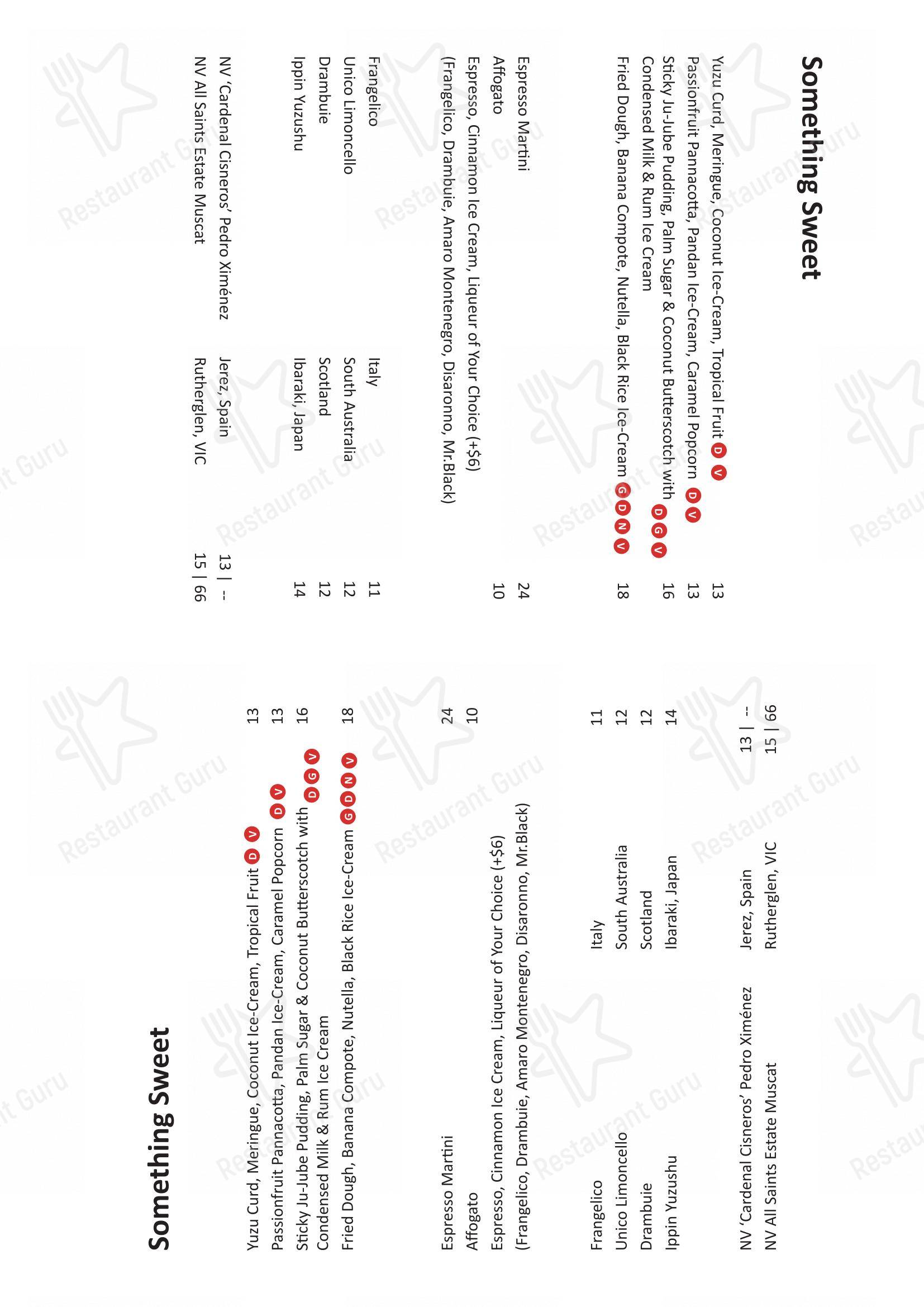 Menu at Red Spice Road restaurant, Melbourne, 141 Queen St