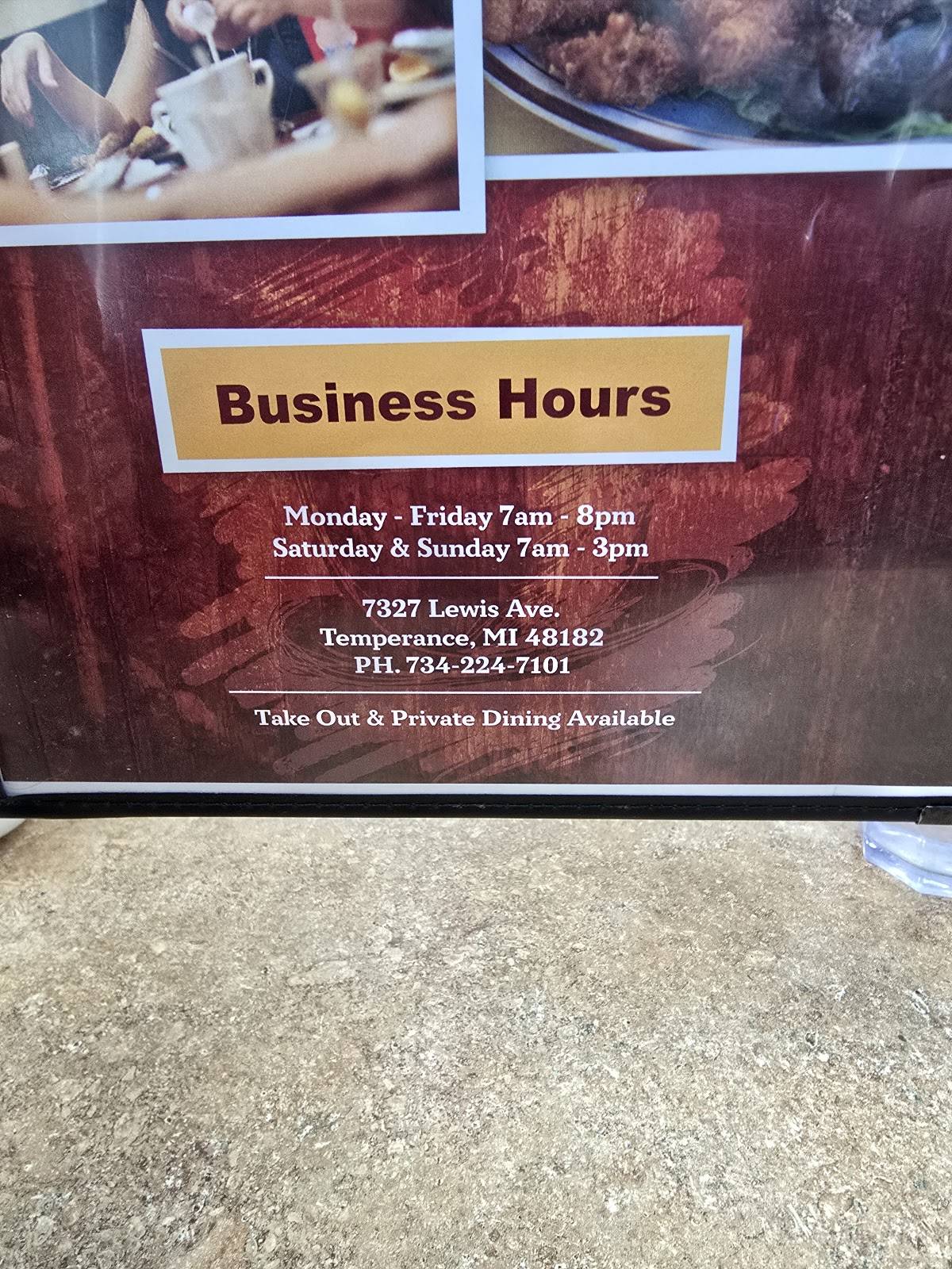 Menu at Red Star Diner restaurant, Temperance