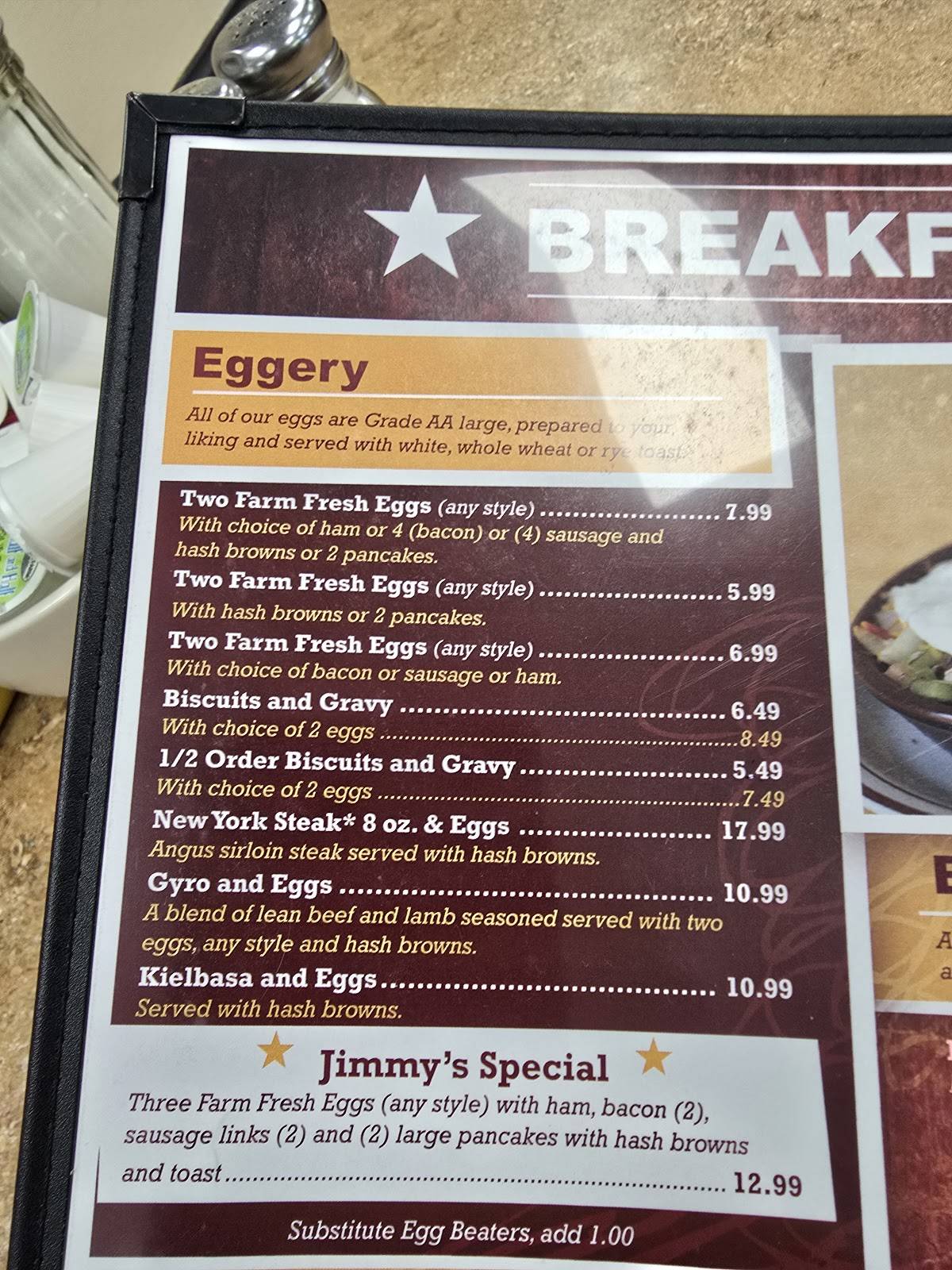 Menu at Red Star Diner restaurant, Temperance