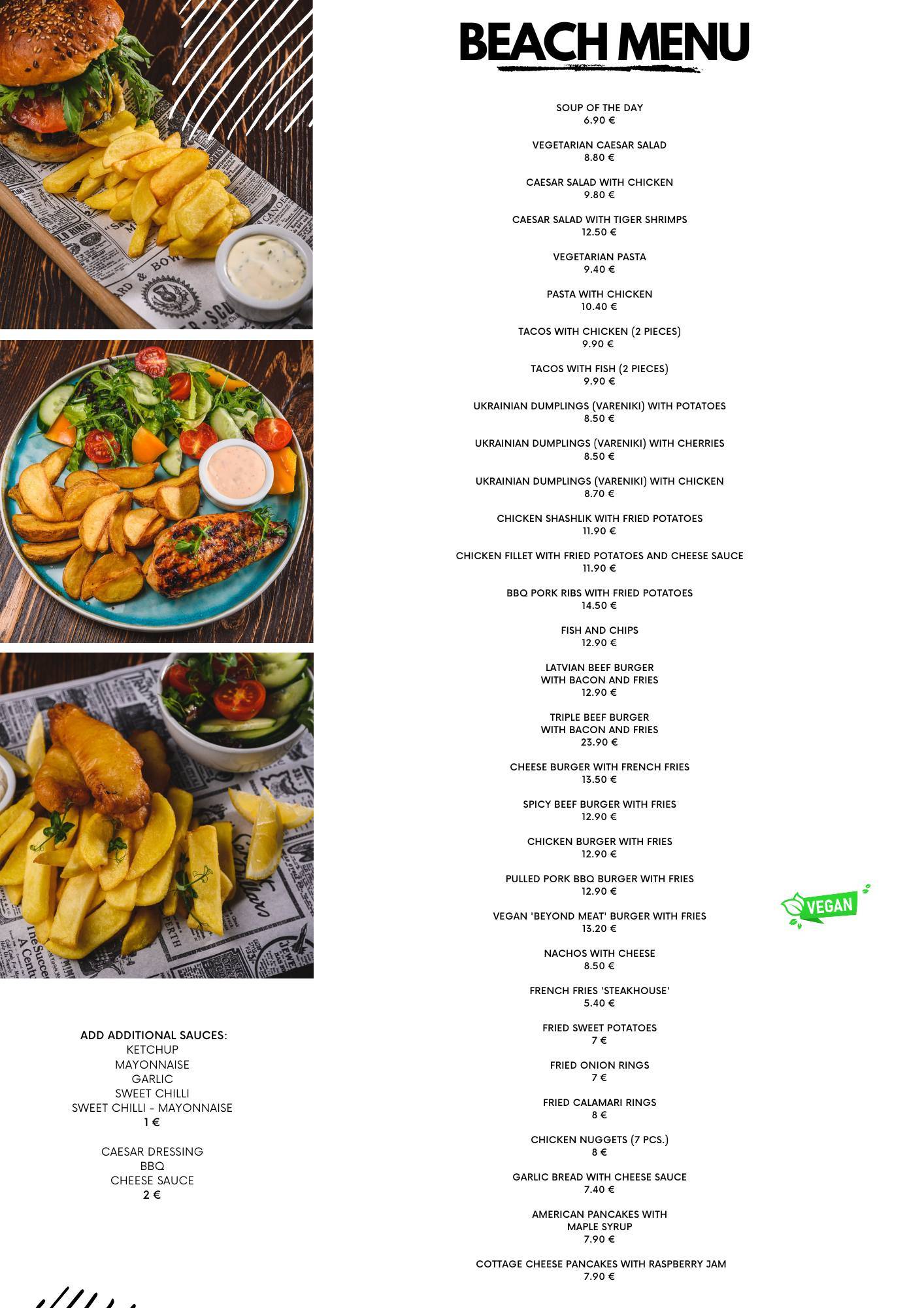 Menu at Red Sun Buffet cafe, Liepāja, Pasta iela 2