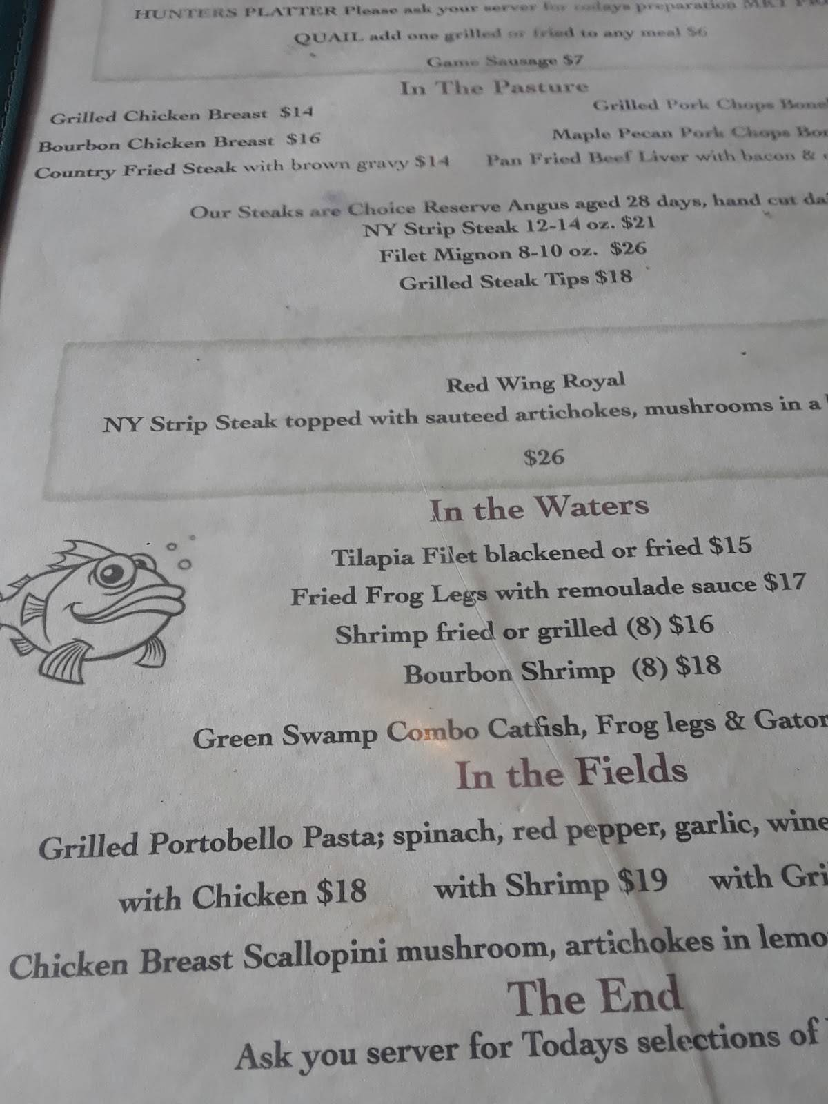 Menu at Red Wing Restaurant, Groveland
