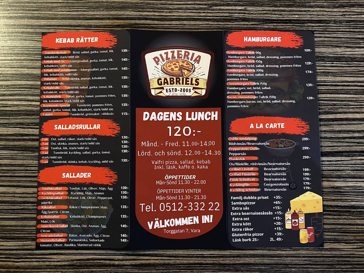 Menu at Restaurang Gabriel restaurant, Vara