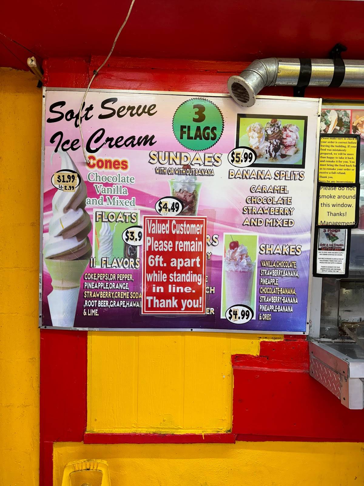 Menu at 3 Flags Grill & Ice Cream restaurant, Memphis