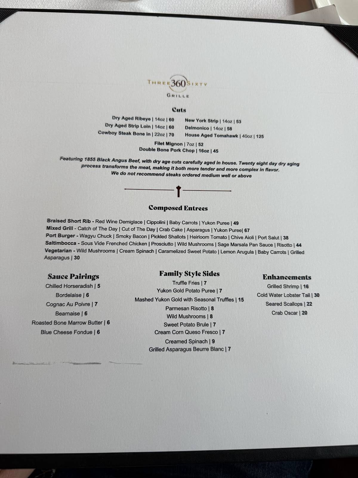Menu at 360 Grille restaurant, Florence, 10 Hightower Pl