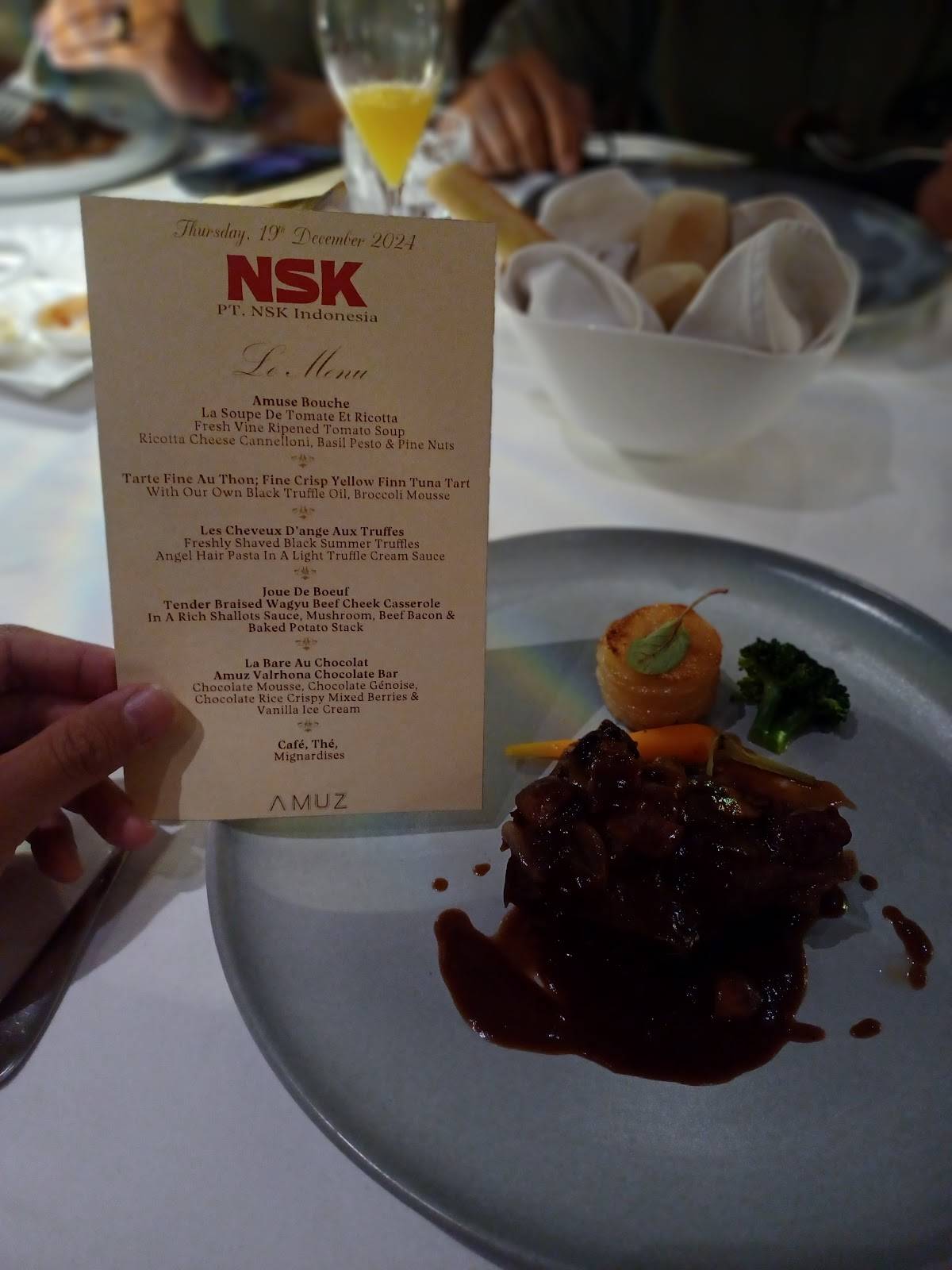 Menu at AMUZ Gourmet Restaurant, Jakarta