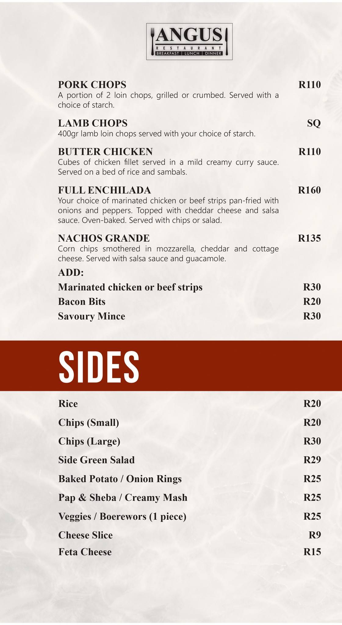 Speisekarte von ANGUS GRILL restaurant, Boksburg