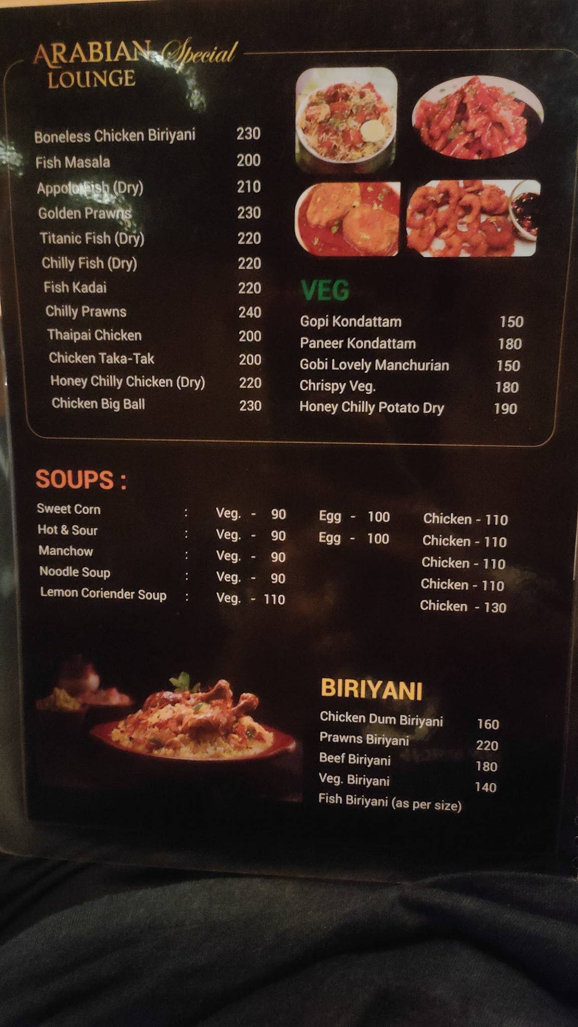 Menu at ARABIAN LOUNGE Taste Arabia, Thrissur, near Our Lady of Lourdes