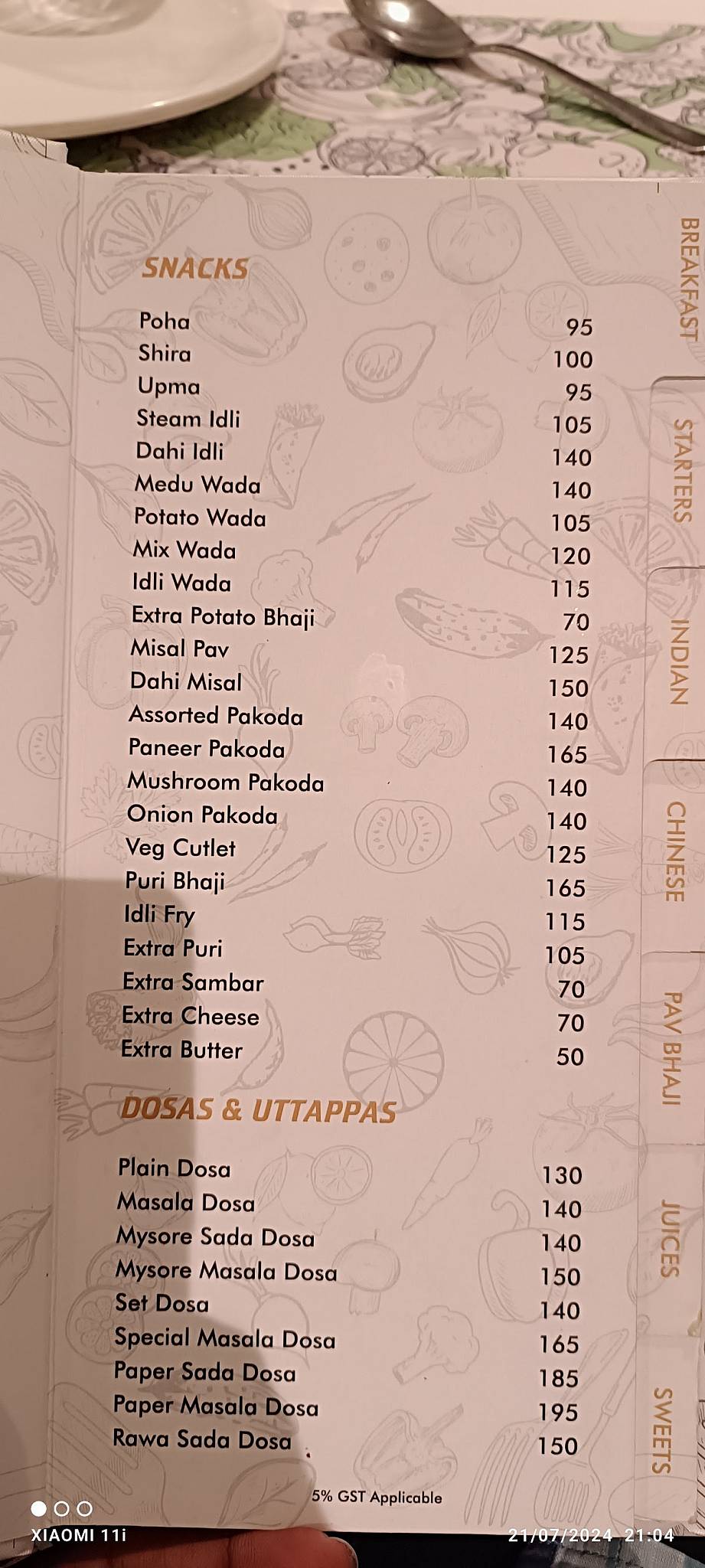 Menu at ATITHI VEG AUNDH, Pune