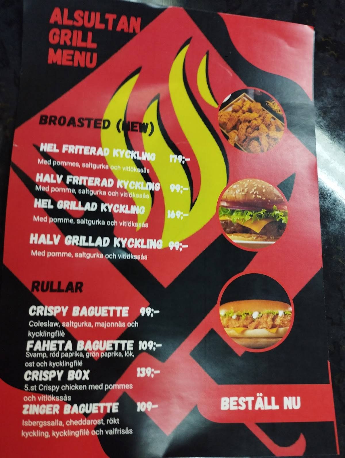 Menu at Al Sultan Grill restaurant, Hässleholm