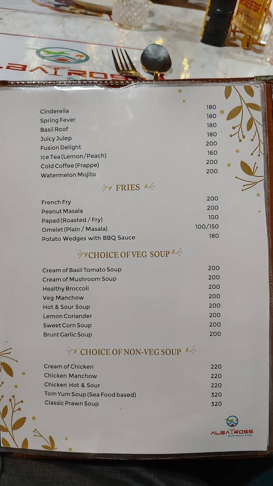 Menu at Albatross Rooftop Restaurant & Lounge, Tezpur