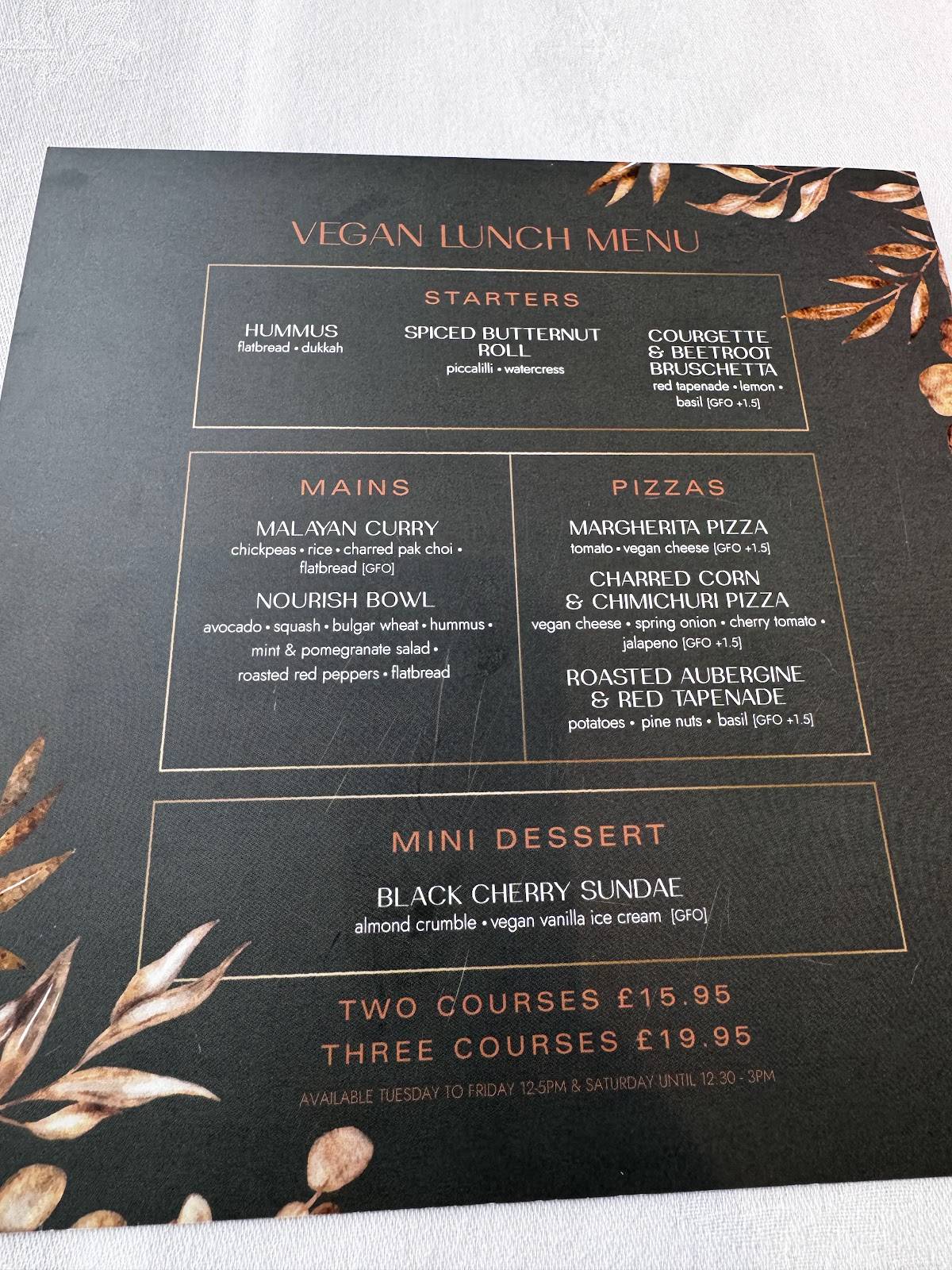 Menu at Albert's Standish restaurant, Wigan