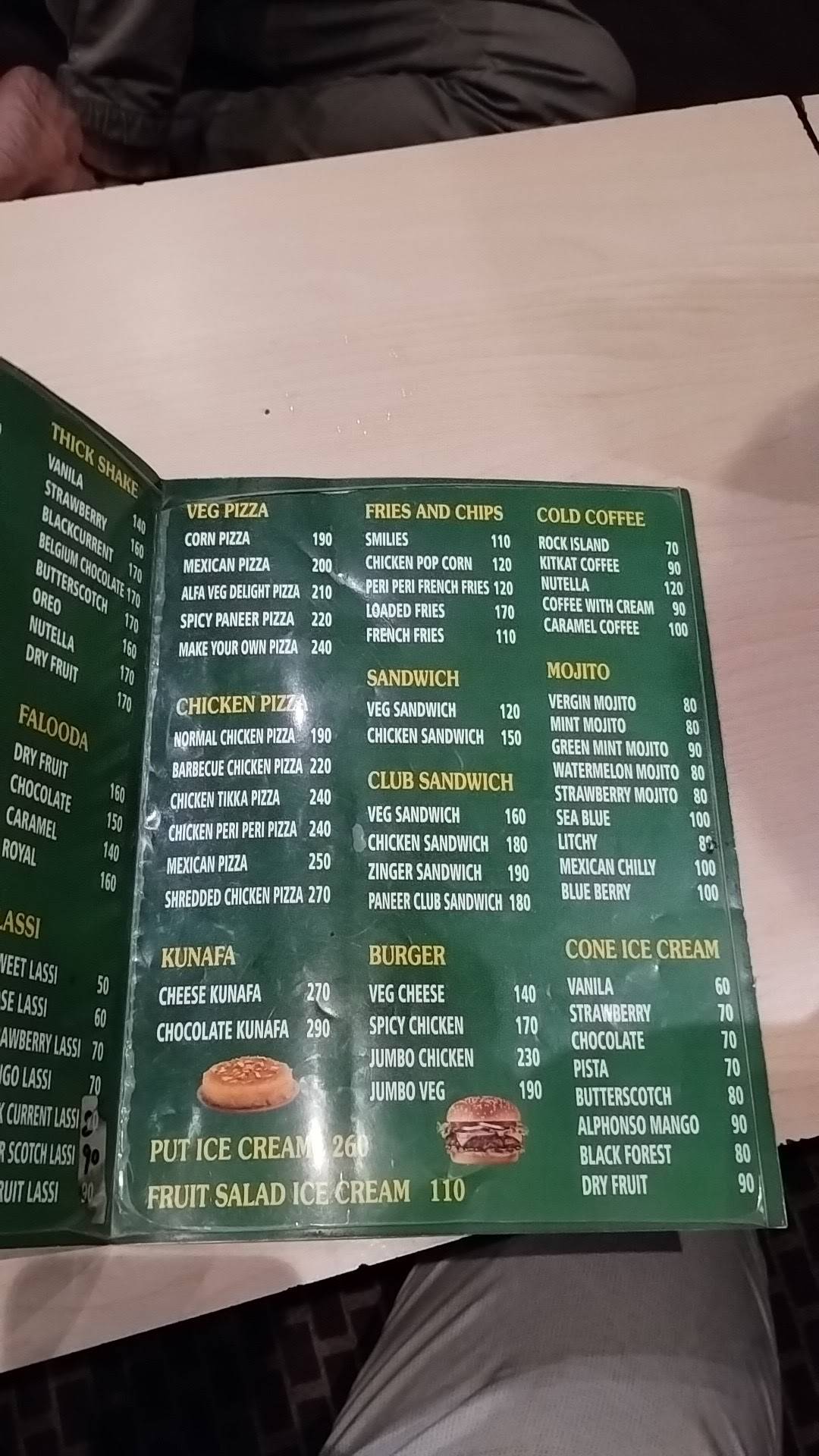 Menu at Alfa downtown family restaurant, Narakoduru