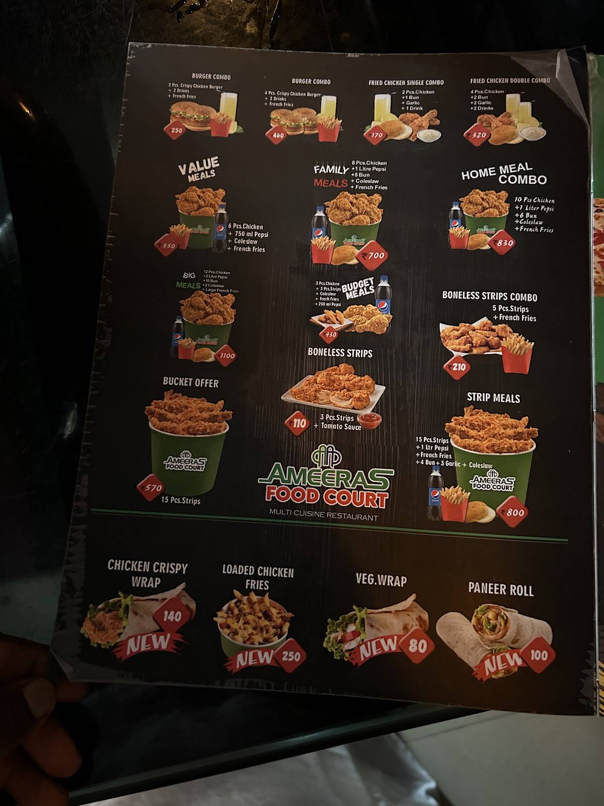 Menu at Ameeras Food Court, Mala