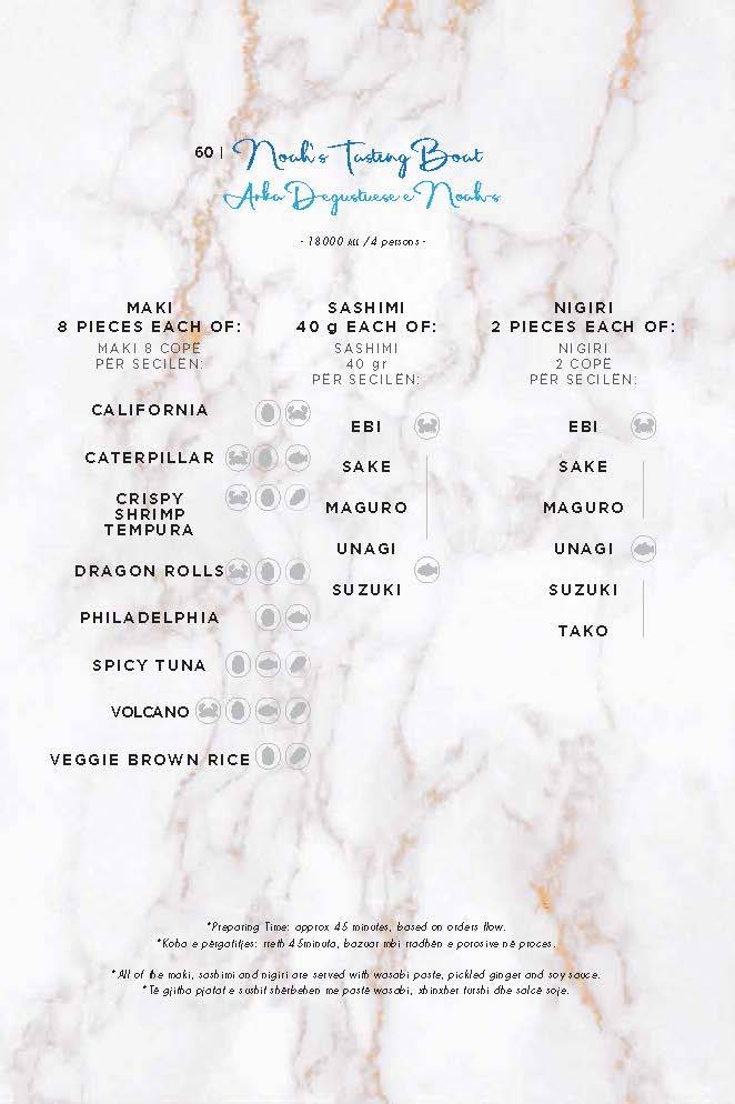 Menu at Arka Rooftop restaurant, Tirana