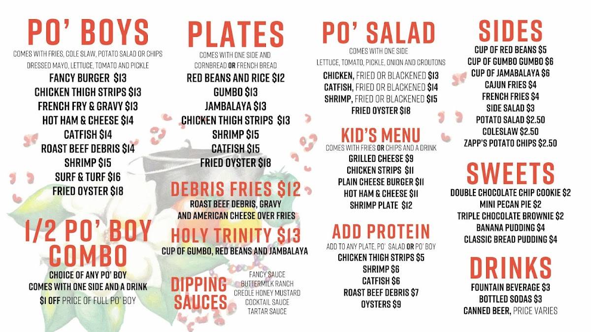 Menu at Art of Roux restaurant, Hattiesburg, 208 N 38th Ave Suite 10
