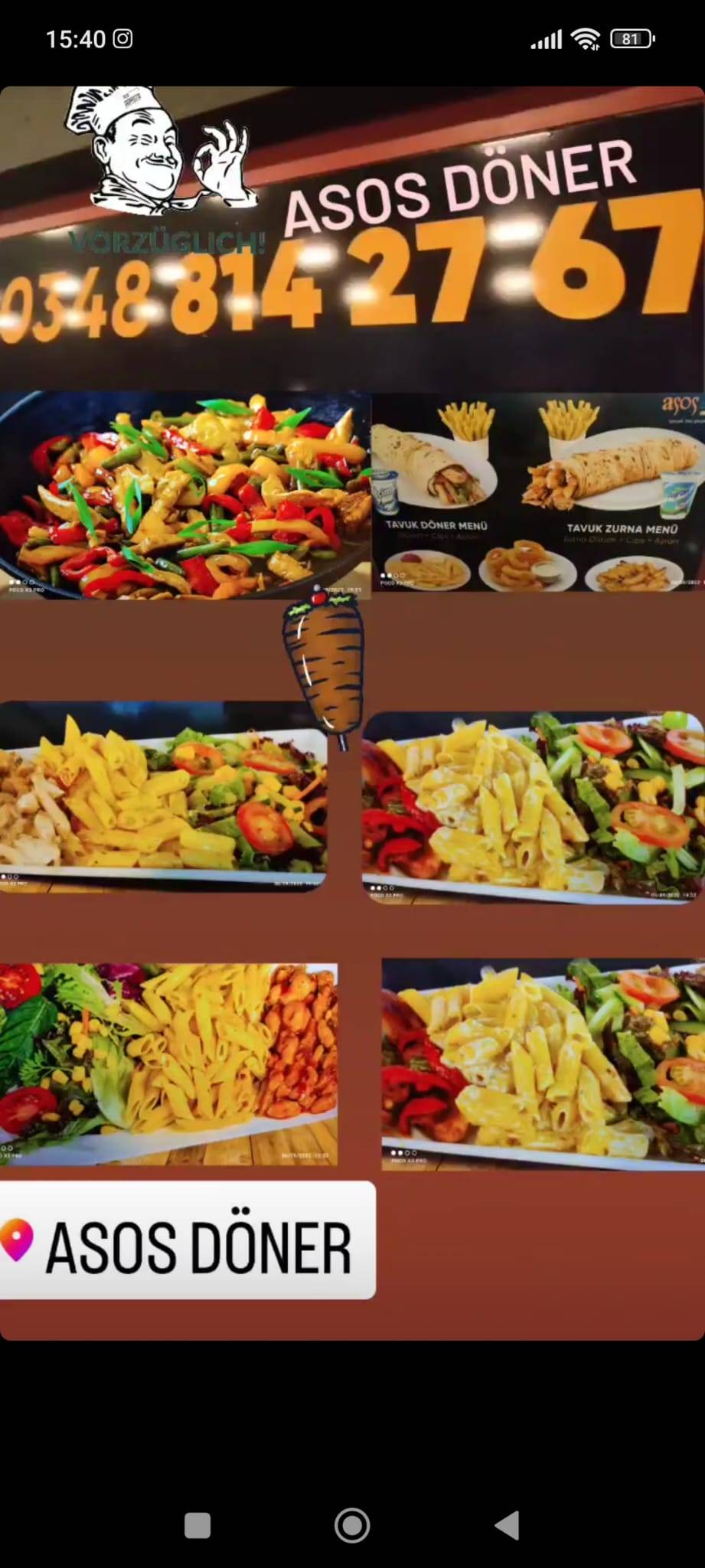 Menu at Asos Döner, Kilis