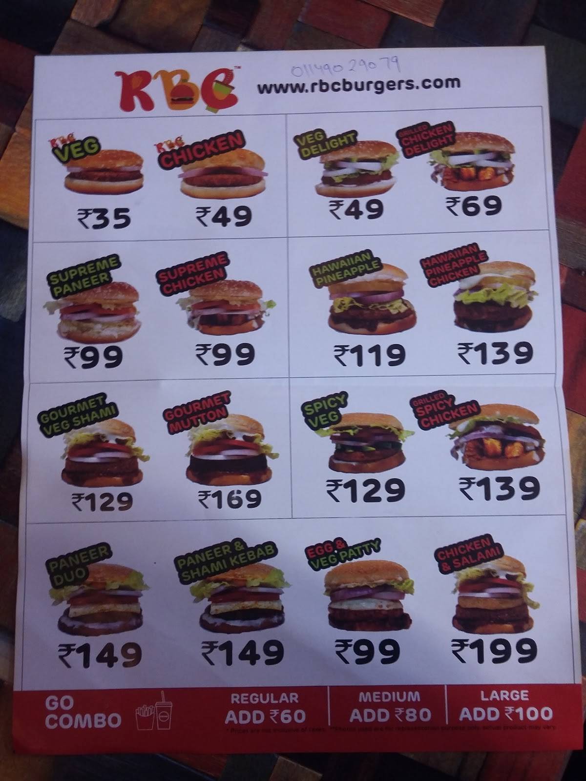Menu at Avdhesh Burger Shop, New Delhi