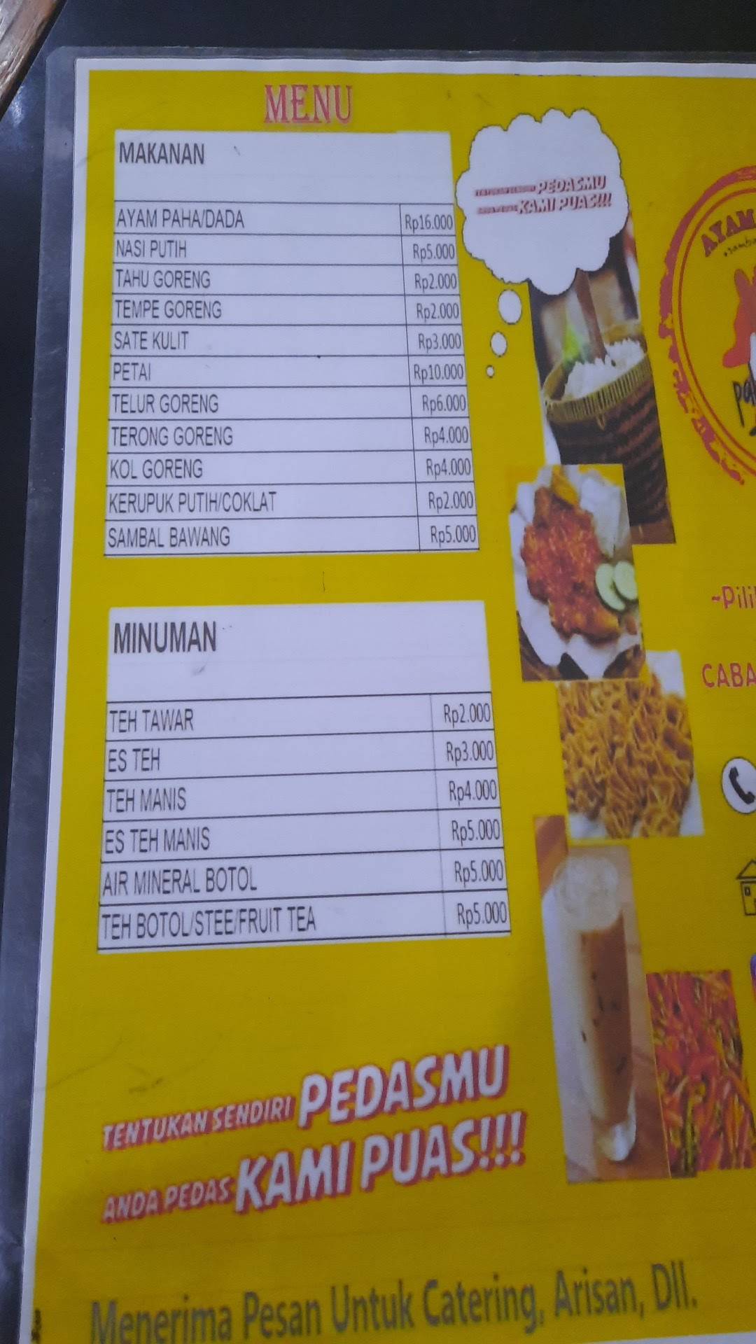 Menu at Ayam Gepuk Pak Gembus Ruko Harmoni restaurant, Bekasi Regency