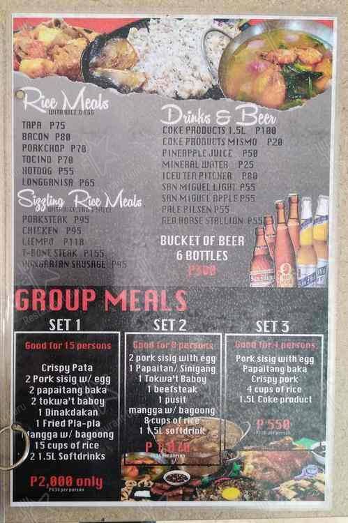 Menu at Aysee restaurant, Mandaluyong, 82-C Domingo M Guevarra Street