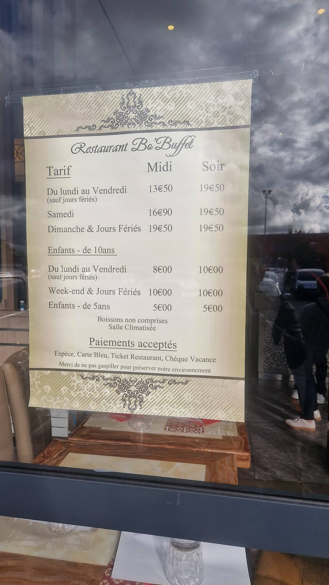 Menu au BO’BUFFET restaurant, Beauvais