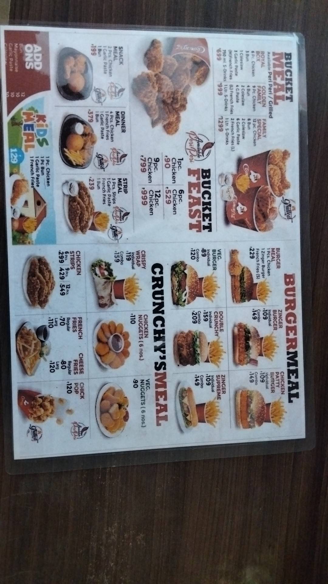 Menu at BROTHERS Crunchy's Fried Chickens, Muthalakodam