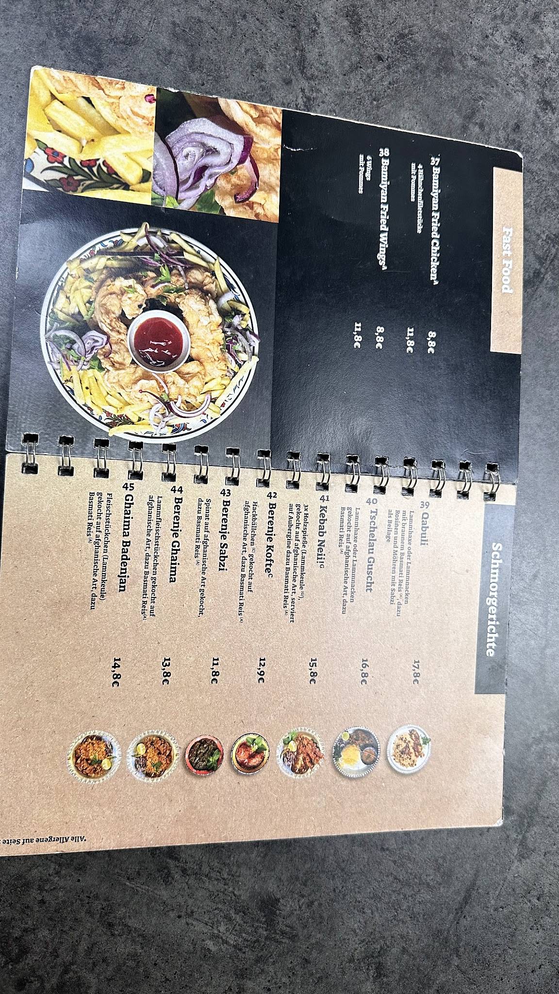 Speisekarte von Restaurant Bamiyan, Hamburg