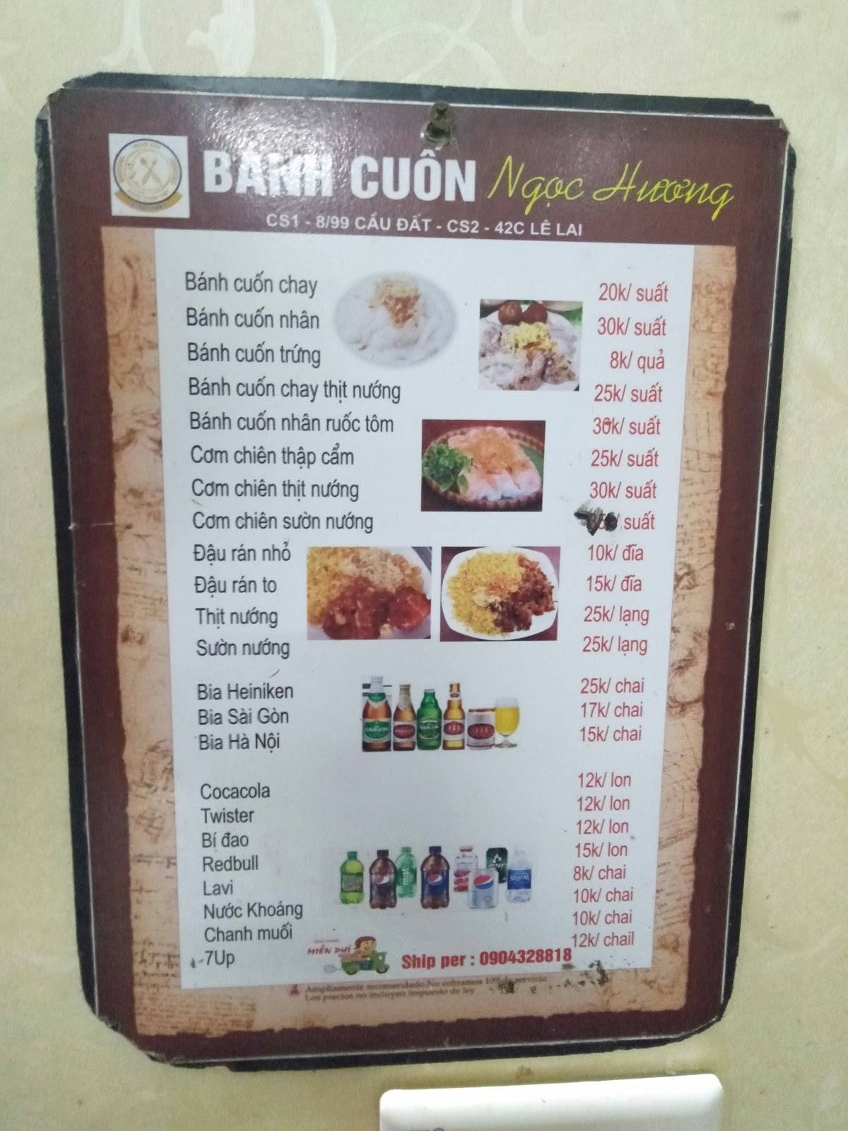 Menu at Bánh Cuốn Hải Phòng restaurant, Hai Phong, 8 Ngõ 99 P. Cầu Đất