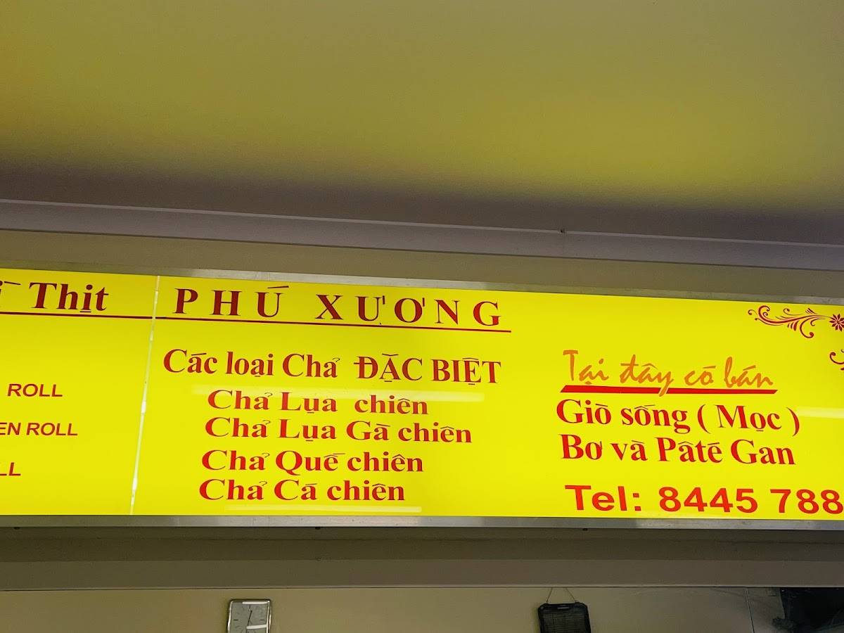 Menu at Banh Mi Cha Phu Xuong restaurant, Woodville Gardens