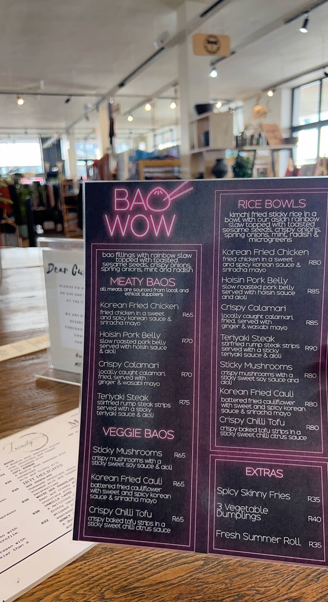 Menu at Bao Wow Knysna restaurant, Knysna