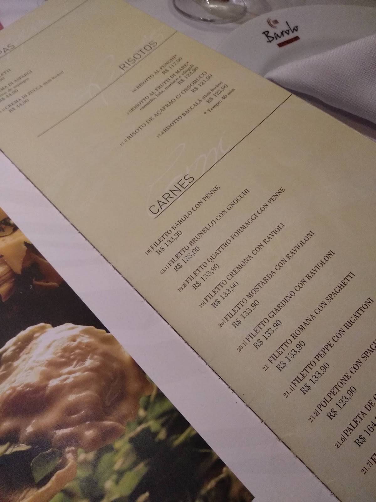 Menu at Barolo Curitiba, Curitiba, Av. Silva Jardim