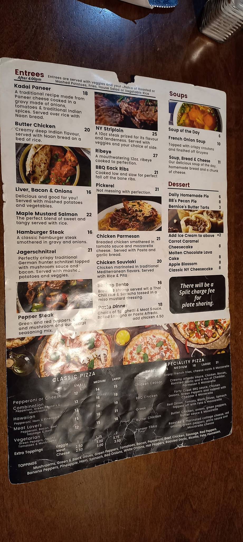Menu at Bears Den Lounge & Motel restaurant, Deep River