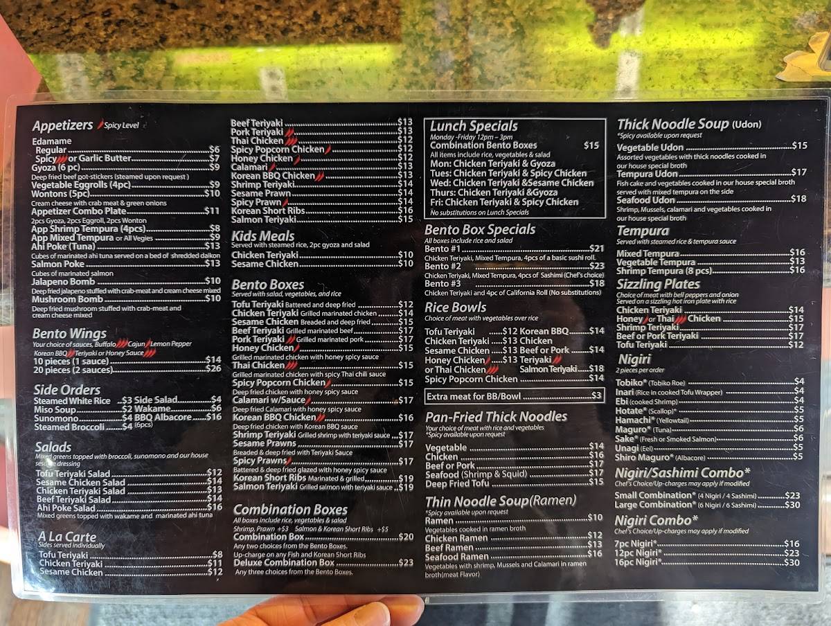 Menu at Bento Box restaurant, Sacramento, 65th St #100