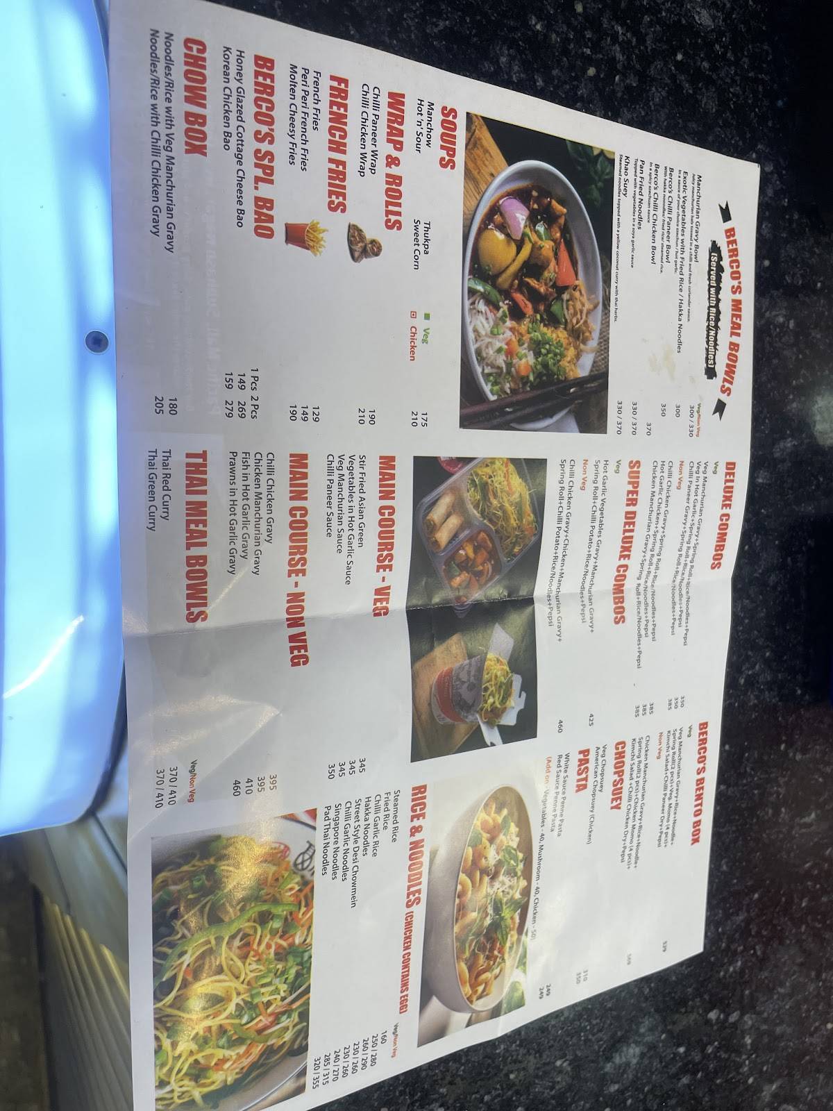 Menu at Berco's, New Delhi, 2nd Floor