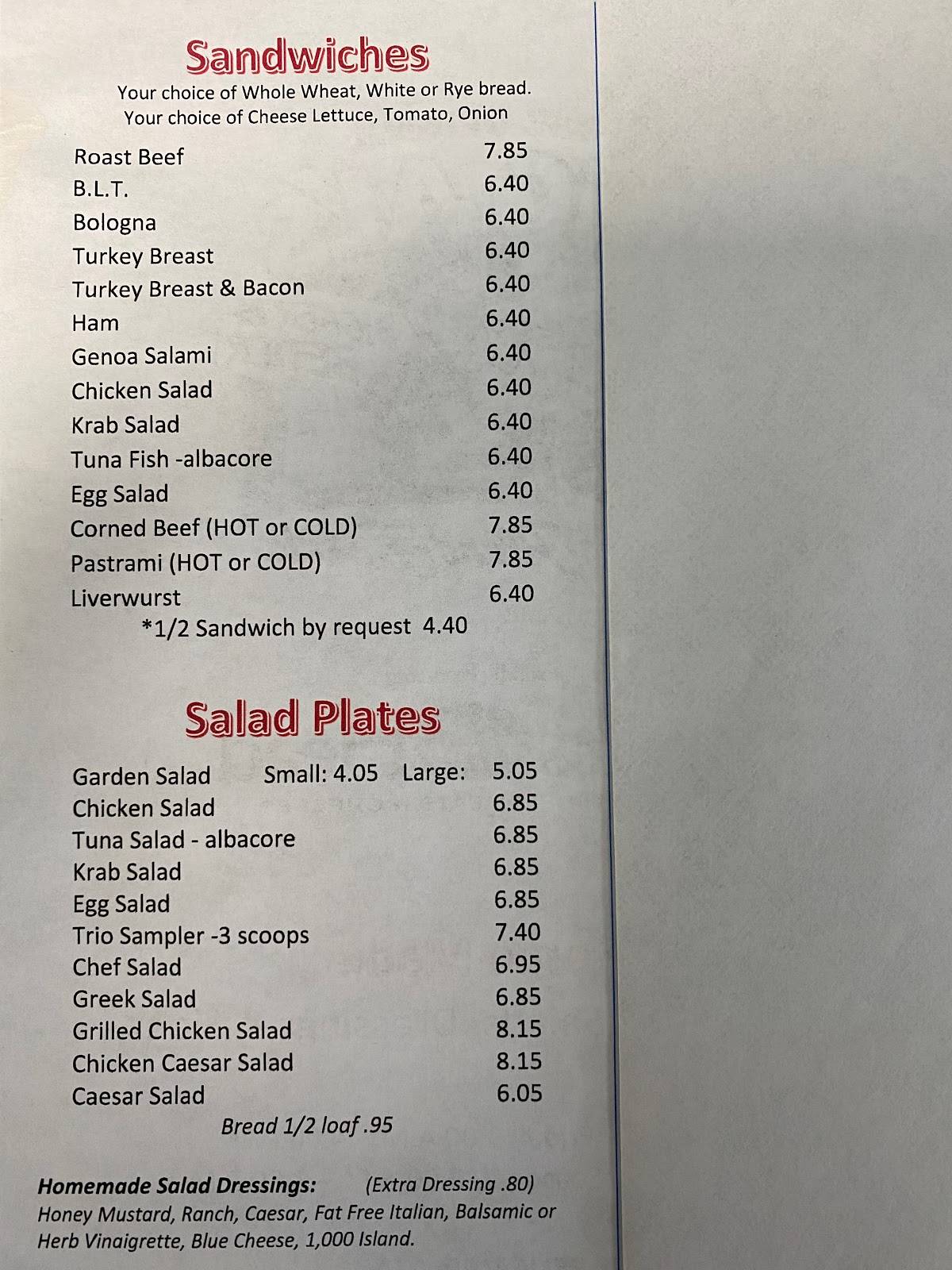 Menu at Big Al's restaurant, Marco Island