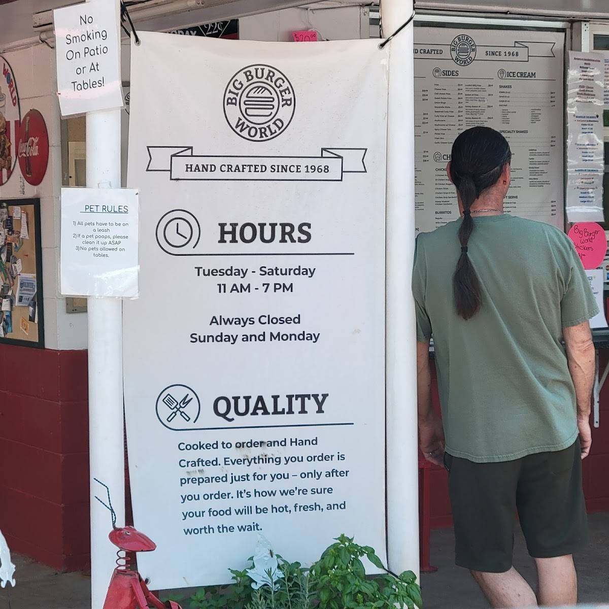 Menu at Big Burger World restaurant, Cañon City
