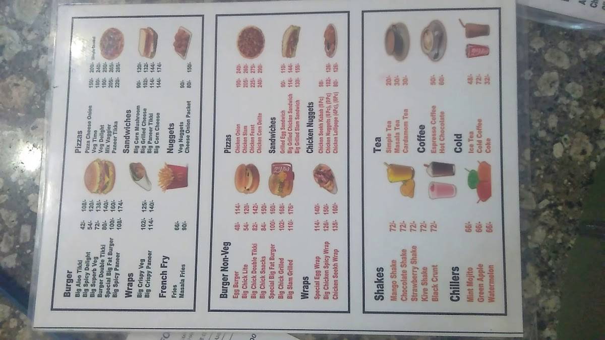 Menu at Big Fat Burger, Kharar