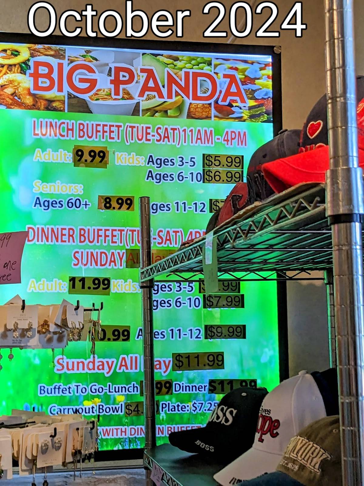 Menu at Big Panda Buffet restaurant, Mishawaka, 313 W McKinley Ave
