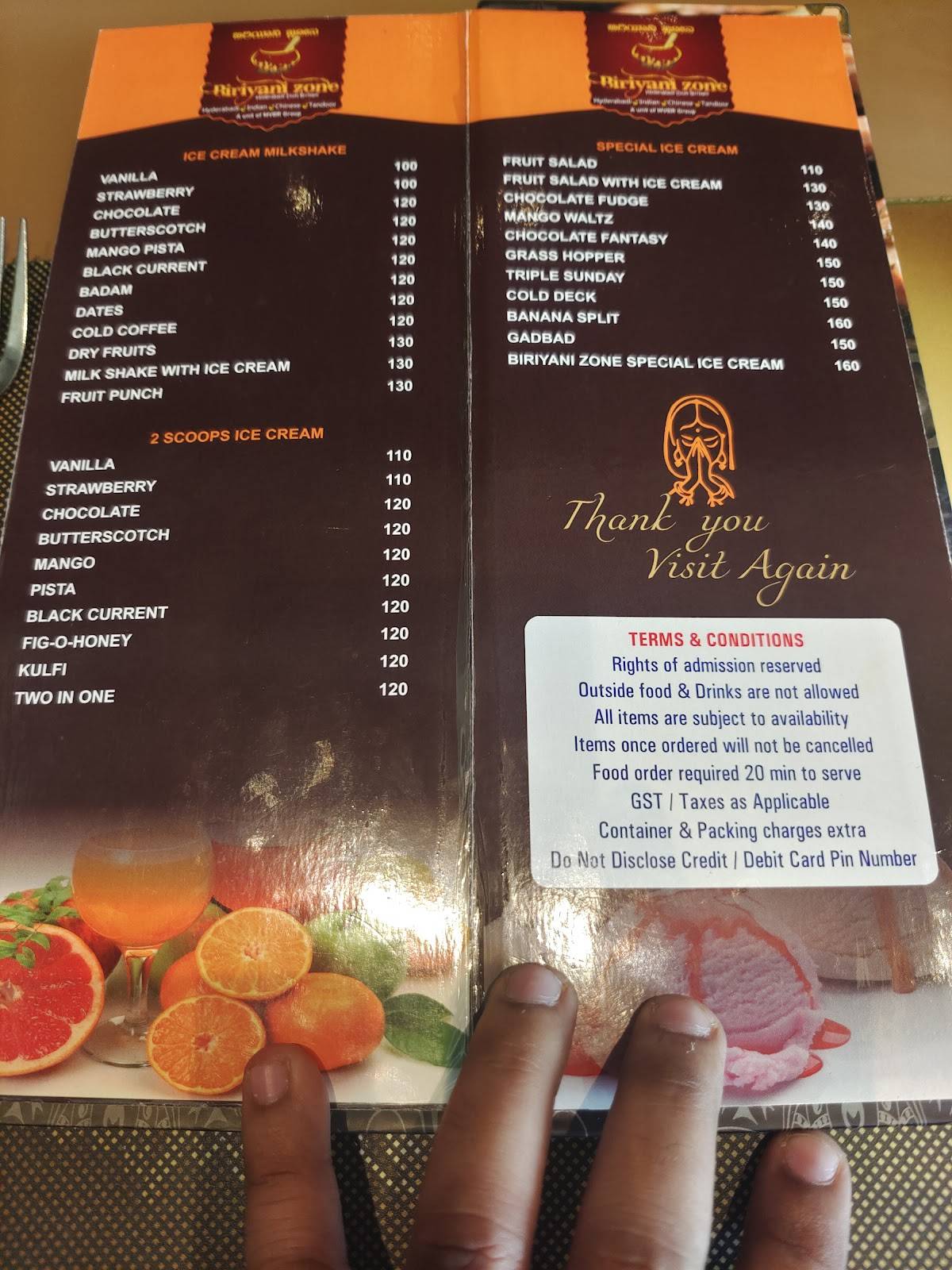 Menu at Biryani Zest, Manyata Tech Park, Hyderabadi Dum Biryani ...